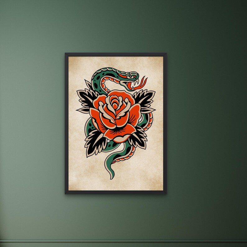 American Traditional Tattoo Poster Prints, Digital Download, Tattoo ...