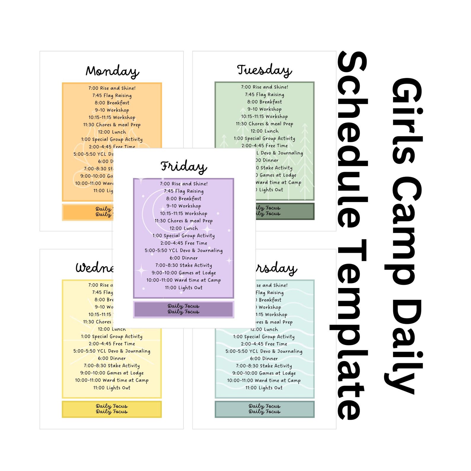 Girls Camp Daily Schedule Template, Girls Camp Daily Schedule ...