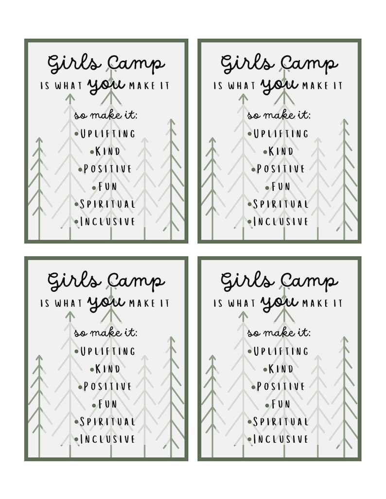 Girls Camp Handout, Girls Camp Printable, Girls Camp Pillow Treat, Ycls ...