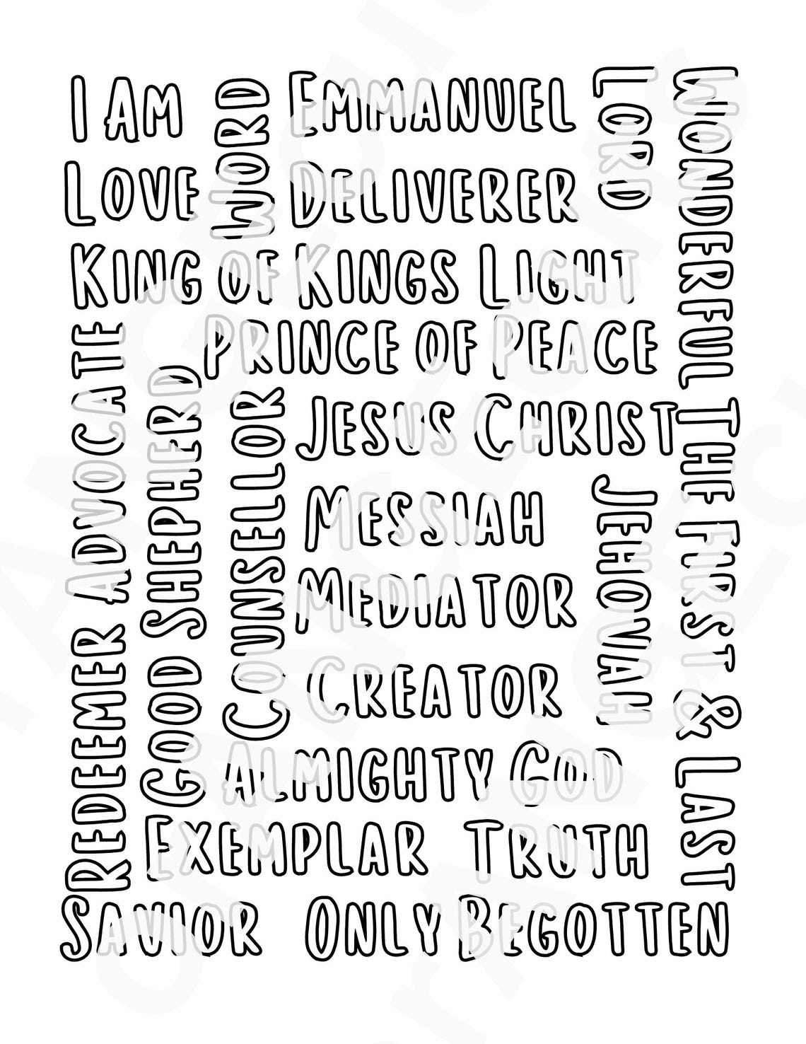 Names of Christ, Names of Christ Coloring Page, Religious Coloring Page ...