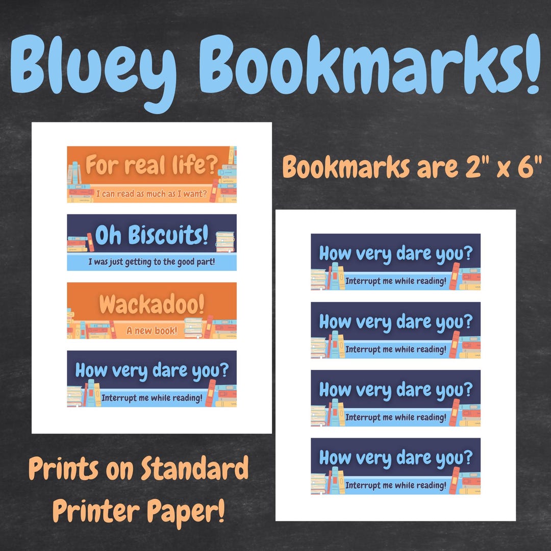 Bluey Bookmarks, Bluey SVG, Printable Bookmarks, Teacher Printables ...