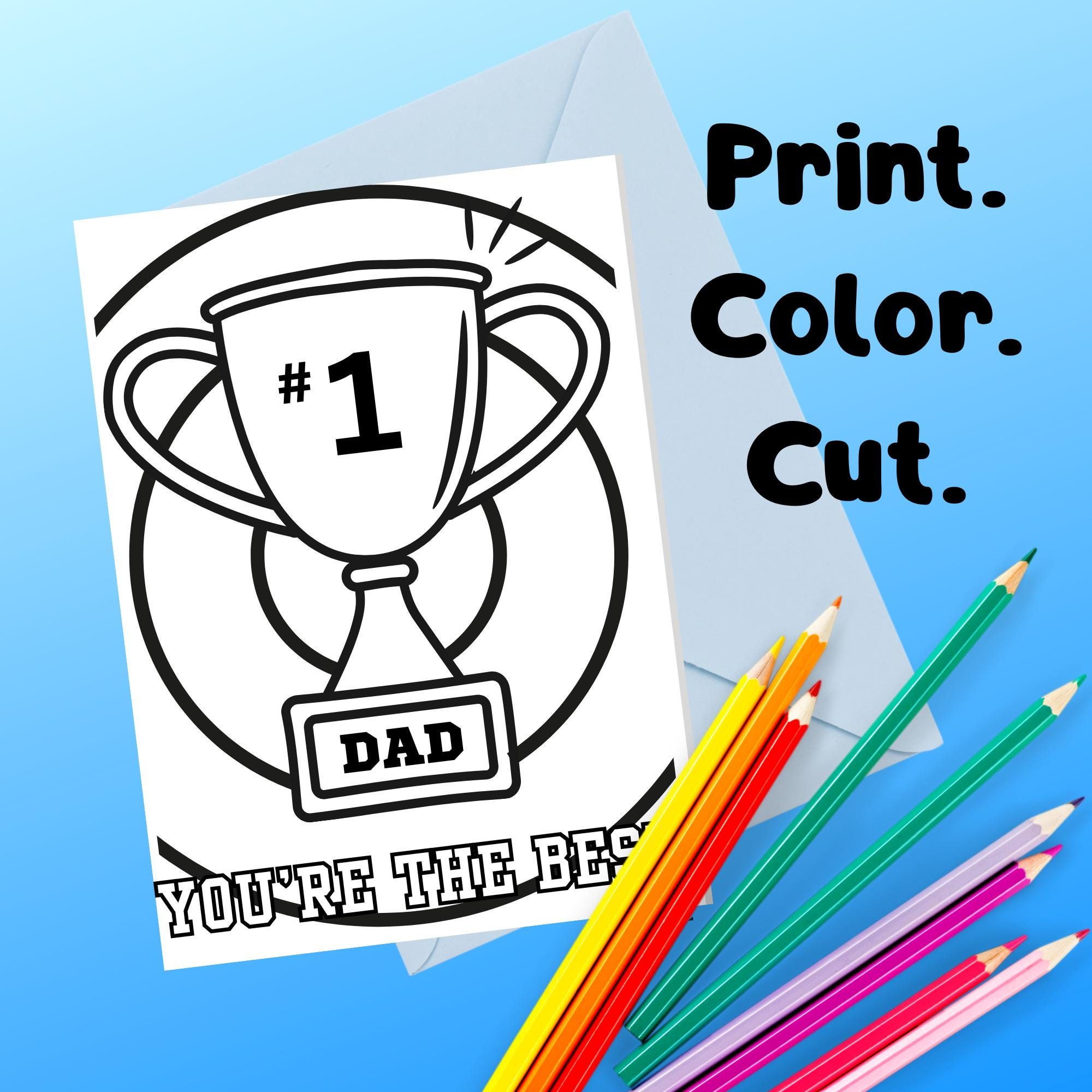 Father's Day Card, Dad's Birthday Card, Kids Coloring Card, Kids ...