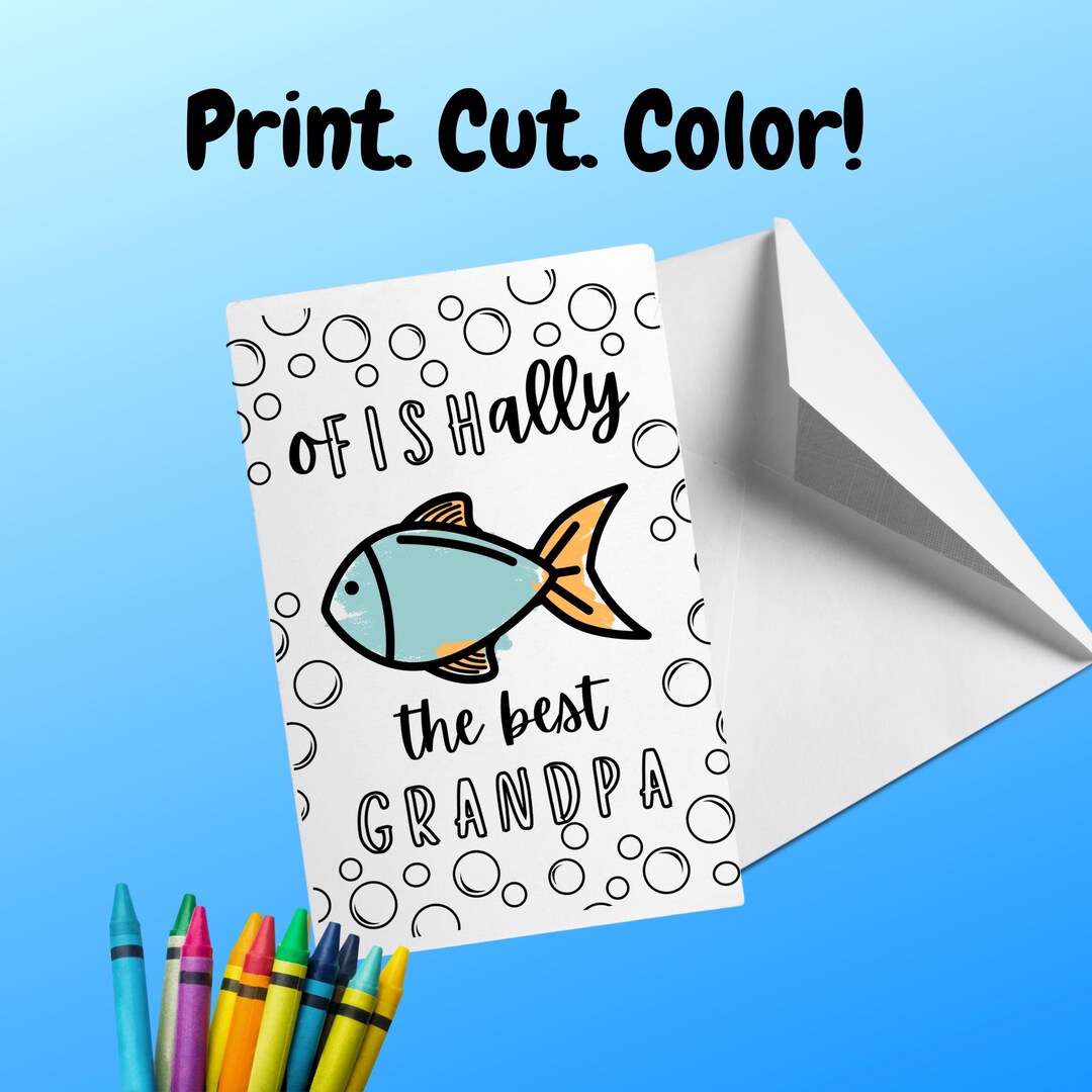 Father's Day Card, Grandpa Card, Coloring Page, Father's Day Grandpa ...