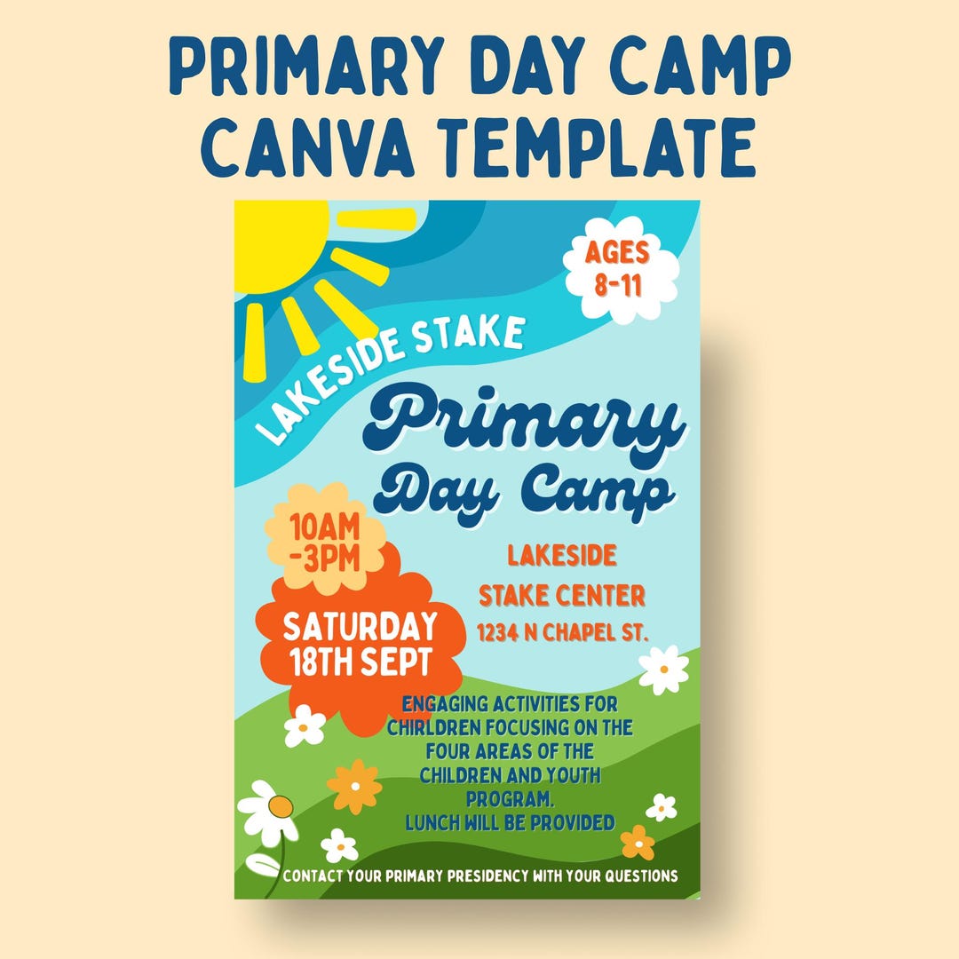 Primary Day Camp Announcement Canva Template, Primary Activity Canva ...