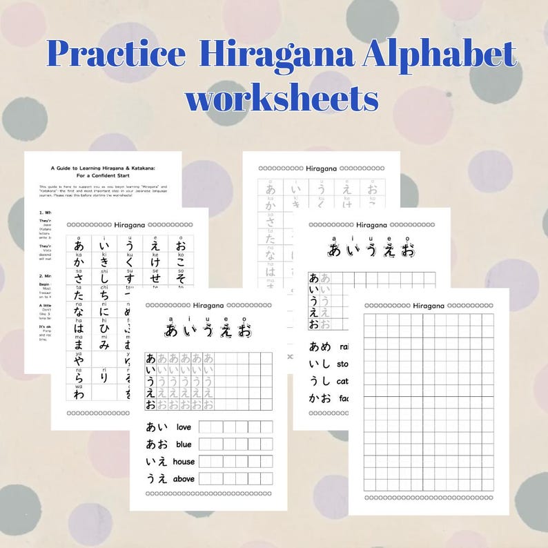 Japanese Writing Worksheet Hiragana - Etsy