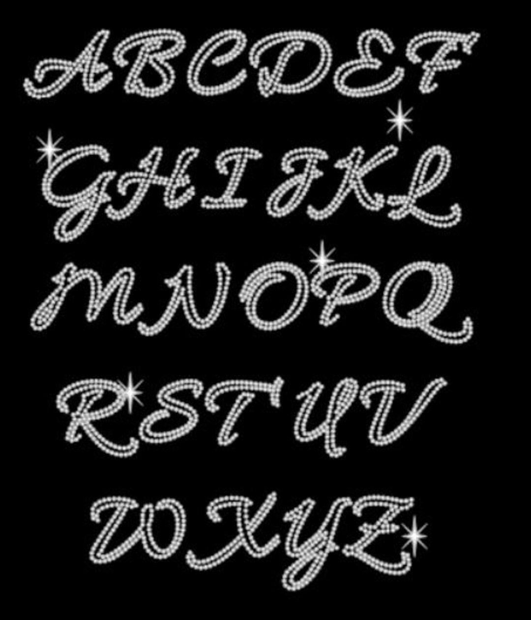 Rhinestone Script Font Iron on Bling, Iron on Custom Words, Rhinestone ...