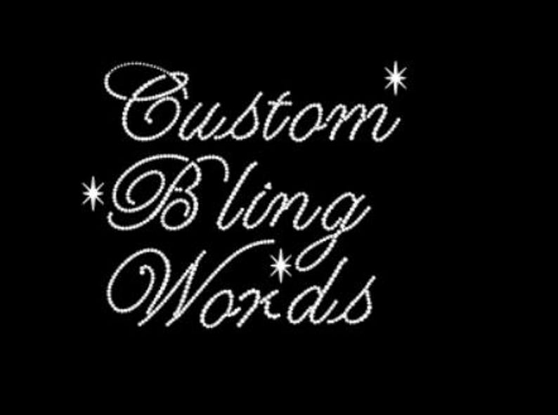 Edwardian Fancy Script Font Iron on Bling, Iron on Custom Words ...