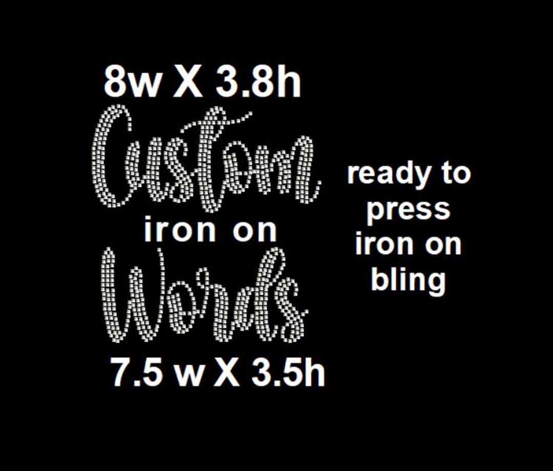 Large Script Font Iron on Bling, Iron on Custom Words, Rhinestone ...