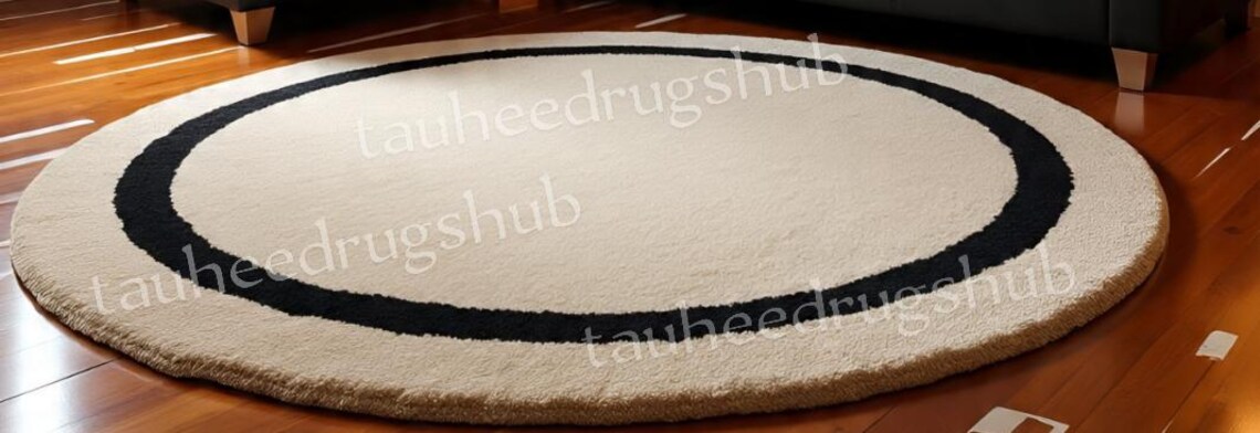 Modern Round Area Rug | Black & White Circle Carpet | Contemporary ...