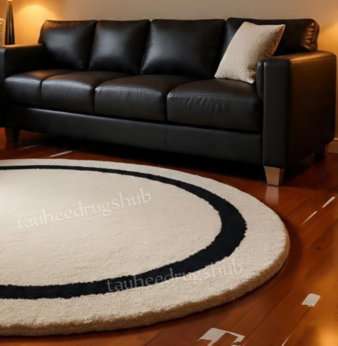 Modern Round Area Rug | Black & White Circle Carpet | Contemporary ...