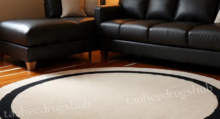 Modern Round Area Rug | Black & White Circle Carpet | Contemporary ...