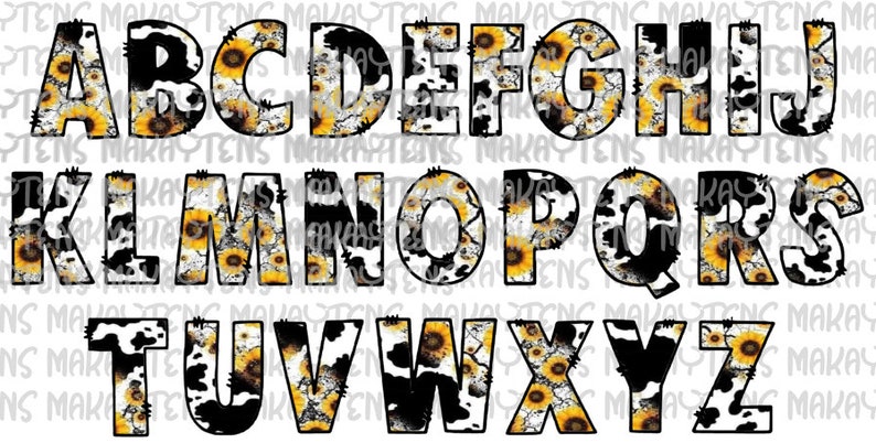 Cow Print Png Alphabet Stencil Alphabet Png Alphabet - Etsy
