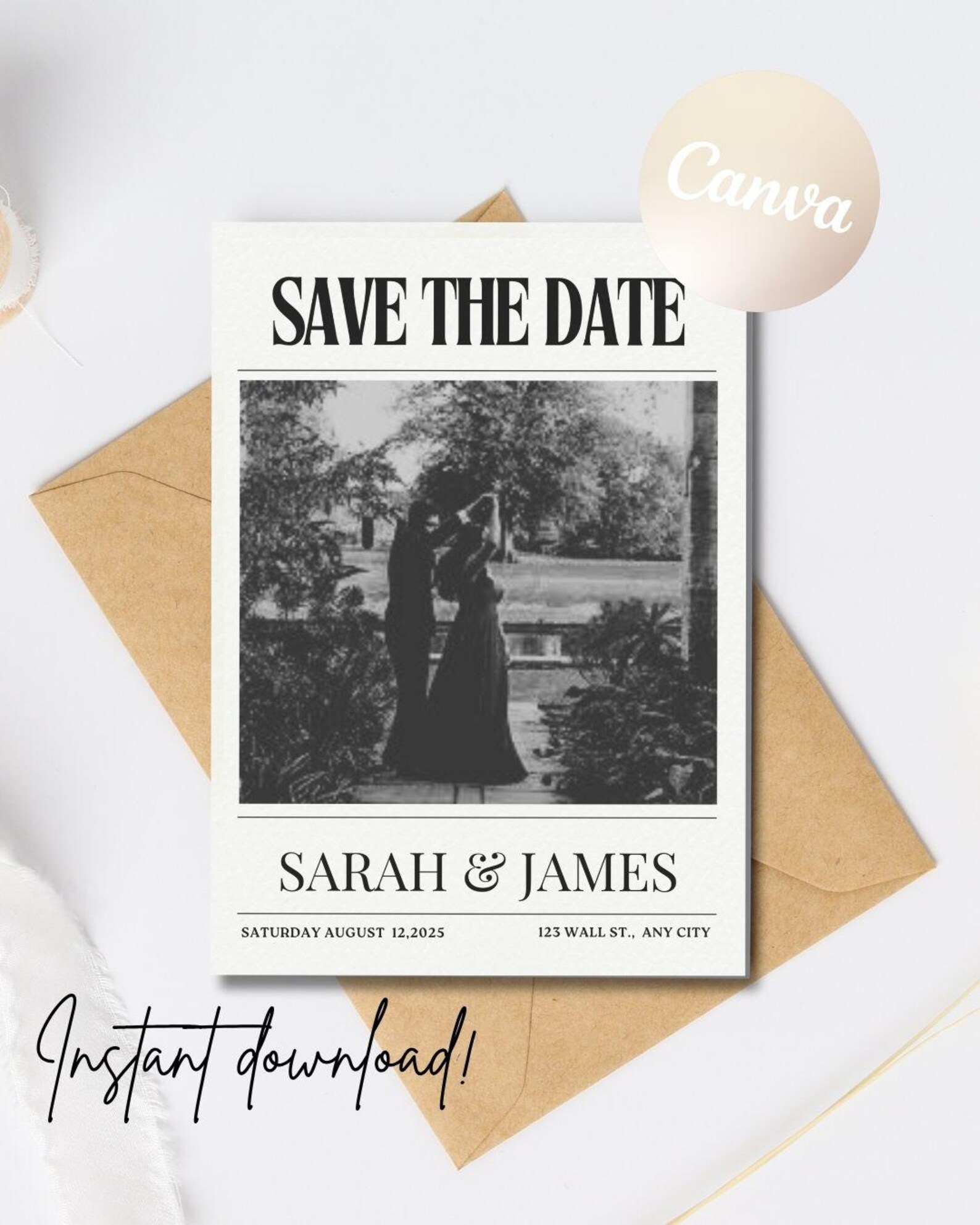Editable Save the Date Newspaper Template, Wedding Announcement ...