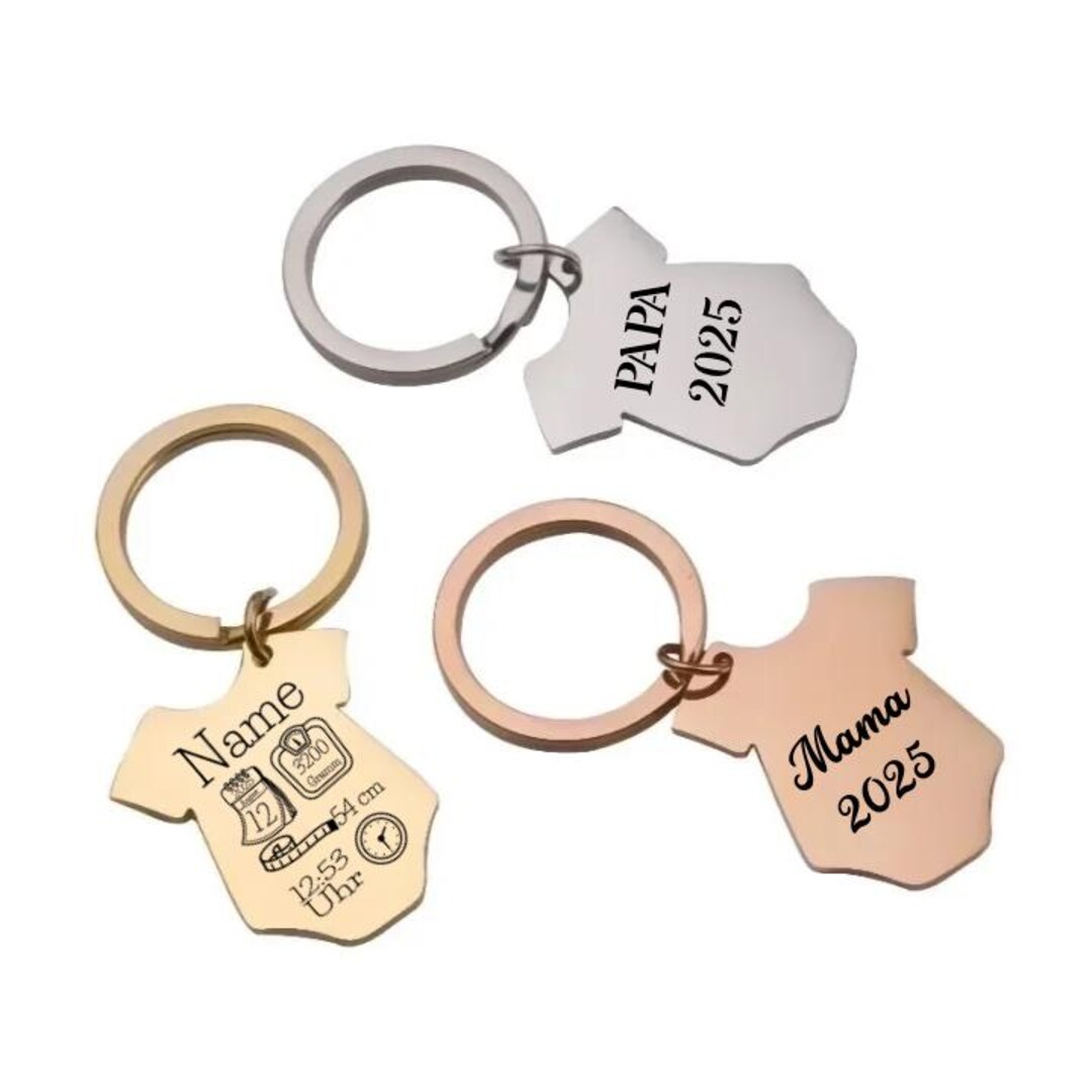 Personalized Keychains – Baby Bodysuit Keychains – Birth Details for ...