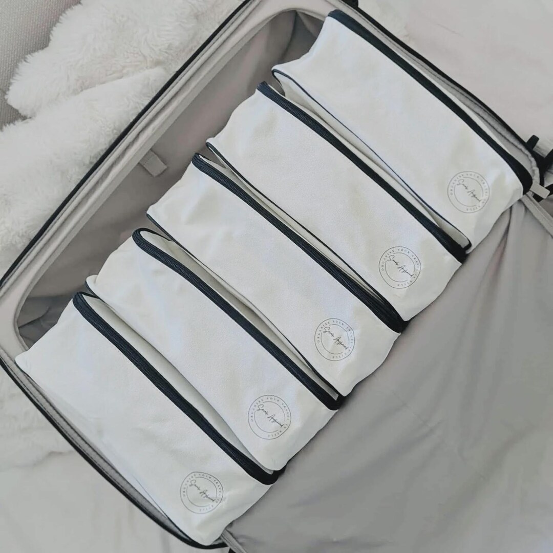 Personalised Packing Cubes: Set of 5 Plain, Cotton Canvas, Black or ...