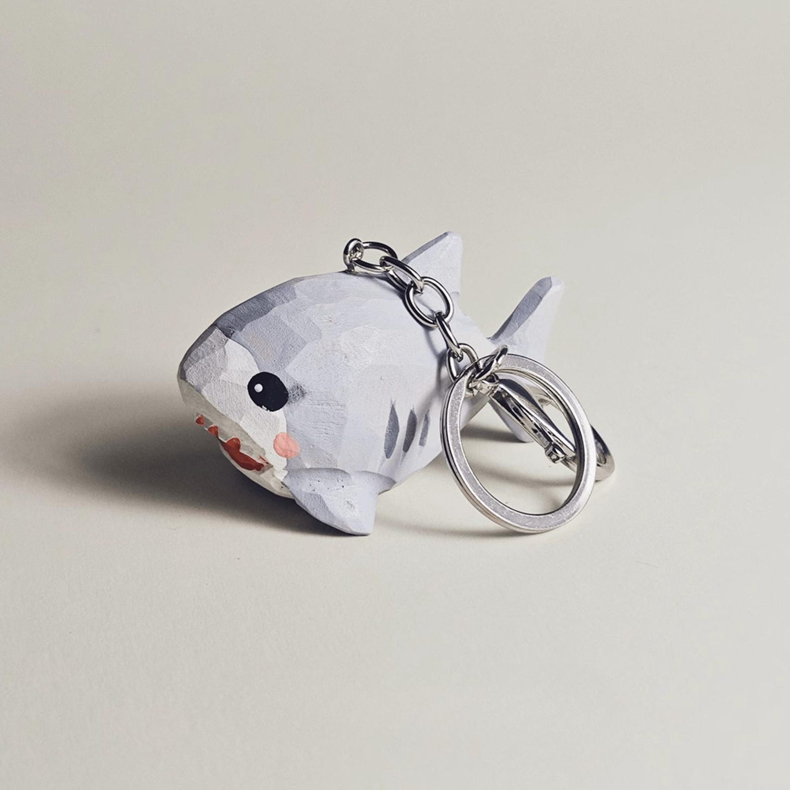 Shark Keychain Keychain, Shark Bag Charm Accessory, Hand-carved ...