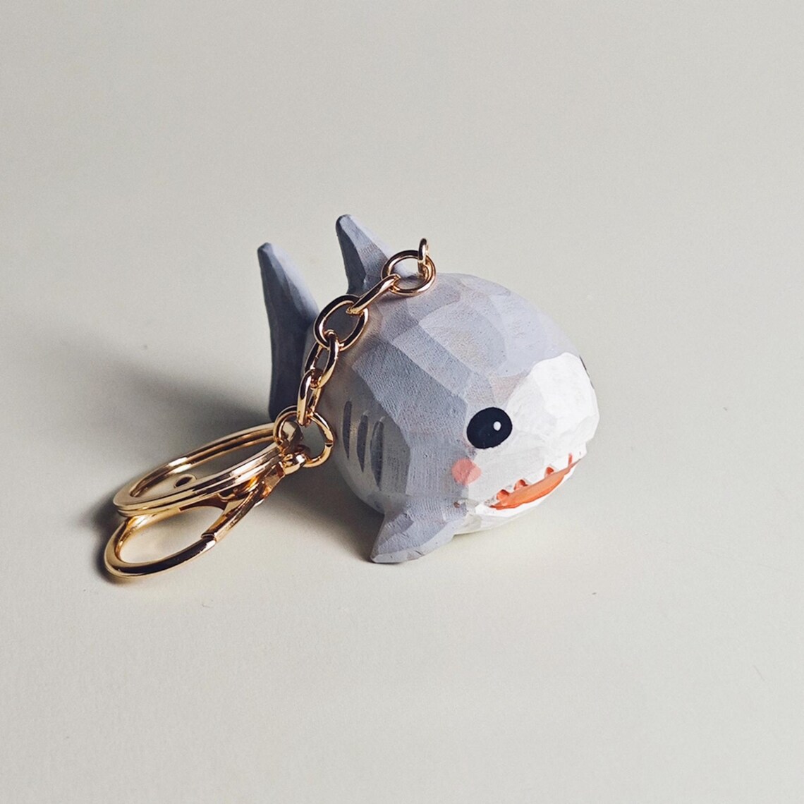 Shark Keychain Keychain, Shark Bag Charm Accessory, Hand-carved ...