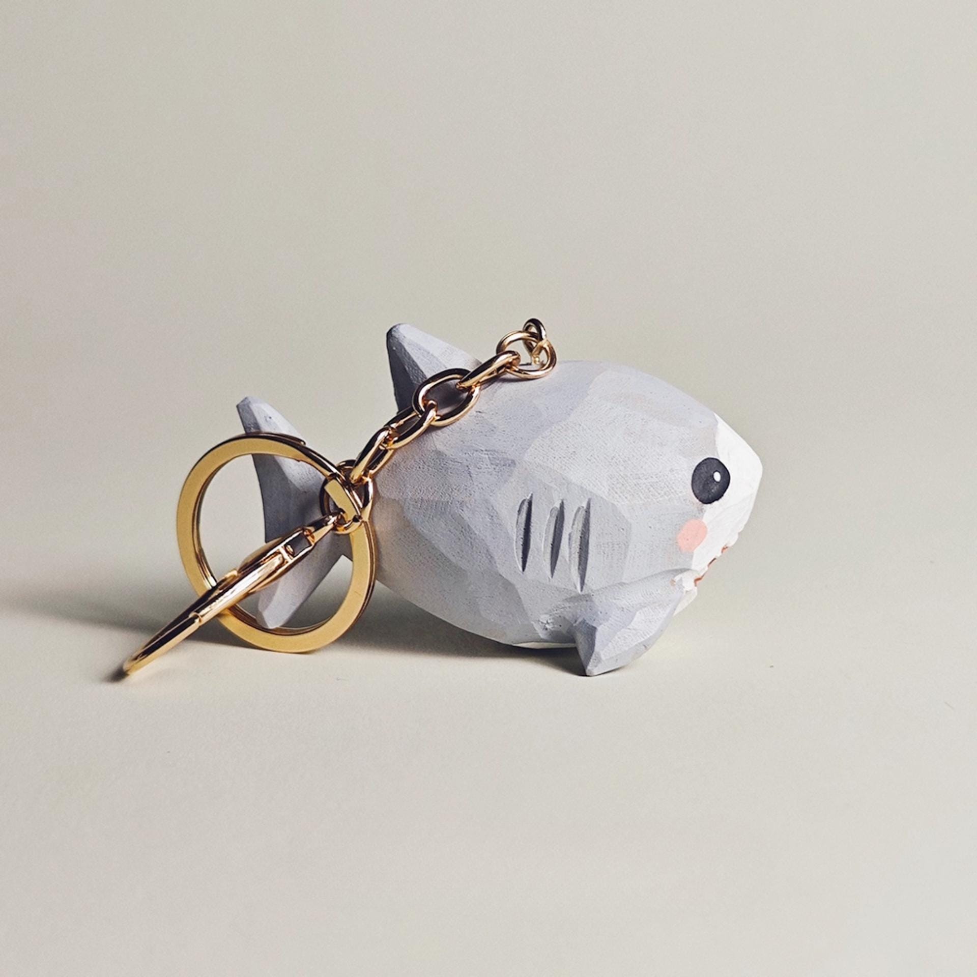 Shark Keychain Keychain, Shark Bag Charm Accessory, Hand-carved ...