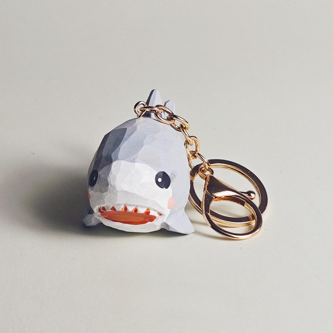 Shark Keychain Keychain, Shark Bag Charm Accessory, Hand-carved ...