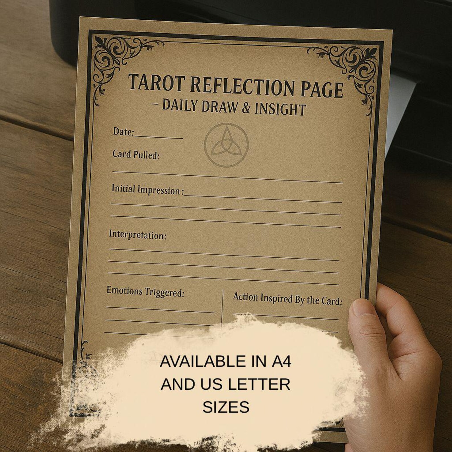 Tarot Reflection Page Printable – Daily Tarot Journal Template for Self ...