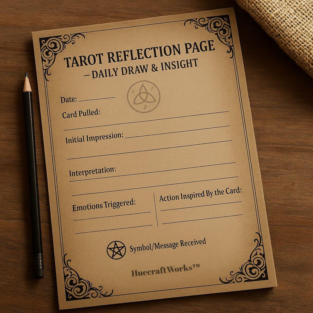 Tarot Reflection Page Printable – Daily Tarot Journal Template for Self ...