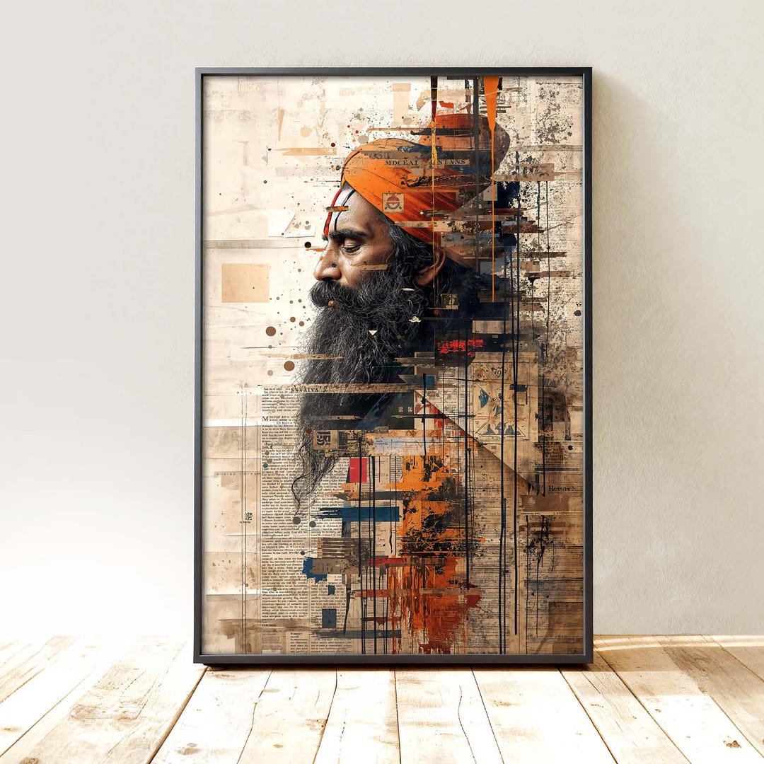 Indian Yogi Portrait – Spiritual Sage Wall Art, Meditative Cultural ...