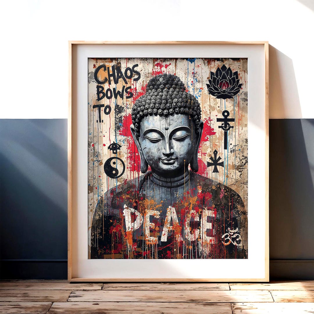 Urban Buddha Wall Art Print (chaos Bows to Peace, Modern Spiritual ...
