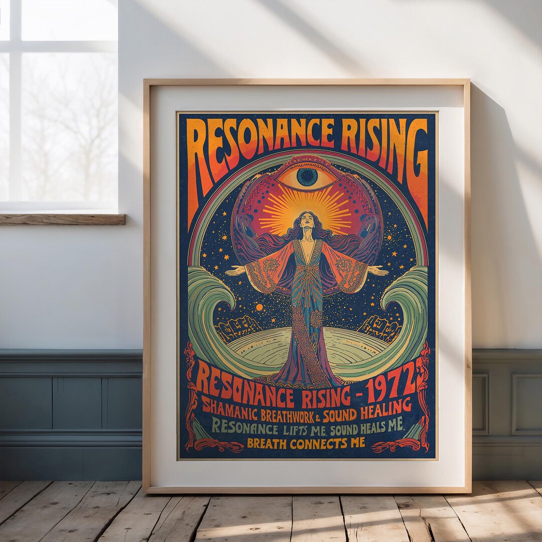 Psychedelic Wall Art, Resonance Rising (1972 Retro, Sound & Breath ...