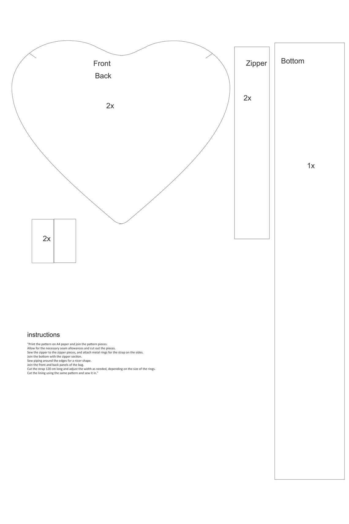 Heart Shaped Bag Sewing Pattern PDF – DIY Purse Pattern With ...