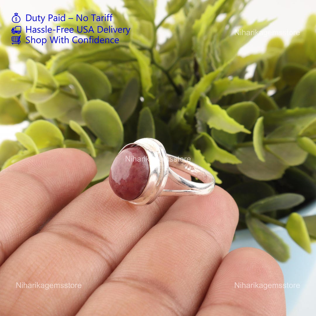 Black Rhodonite Solitaire Oval Ring Boho 925 Sterling Silver Jewelry - Etsy