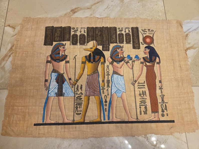Vintage Handmade Hand Painted Papyrus From Egypt. Signed by Local ...