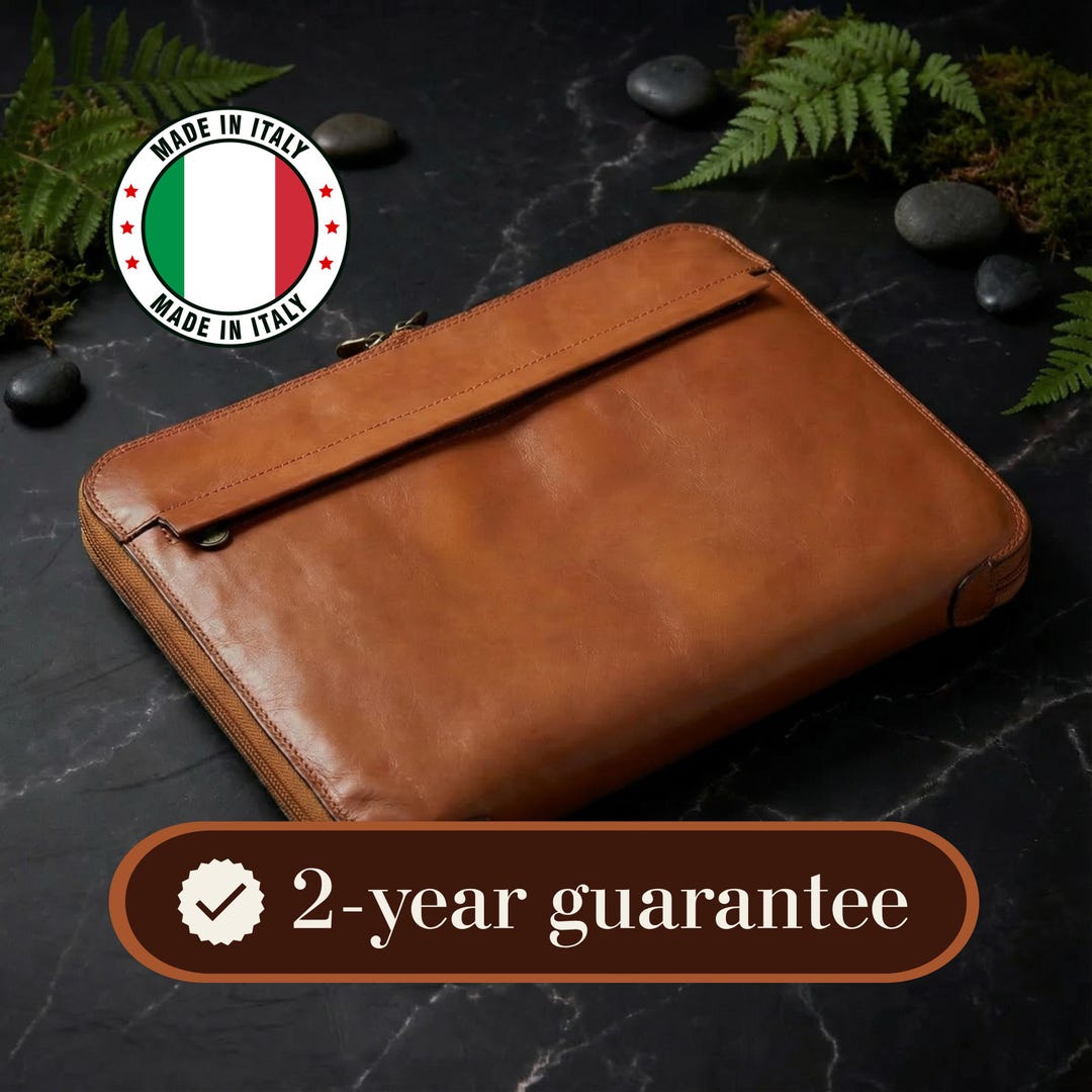 Italian Leather Portfolio – Handmade Document & Tablet Organizer, Work ...