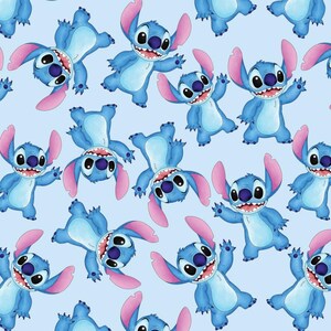Cute Stitch Cartoon Style 100% Pure Cotton Fabric Custom DIY Fabric by ...