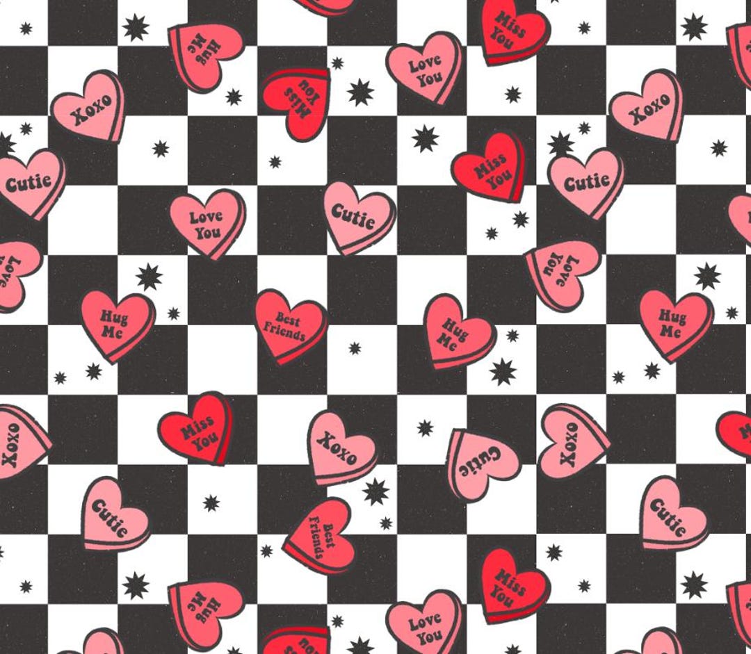 Valentine's Day Heart Grid Pattern Fabric 100% Pure Cotton Fabric ...