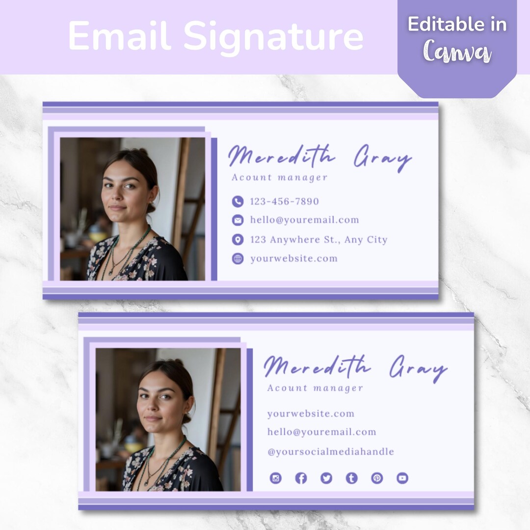Email Signature Template Canva Branding Email Signature Editable Gmail ...
