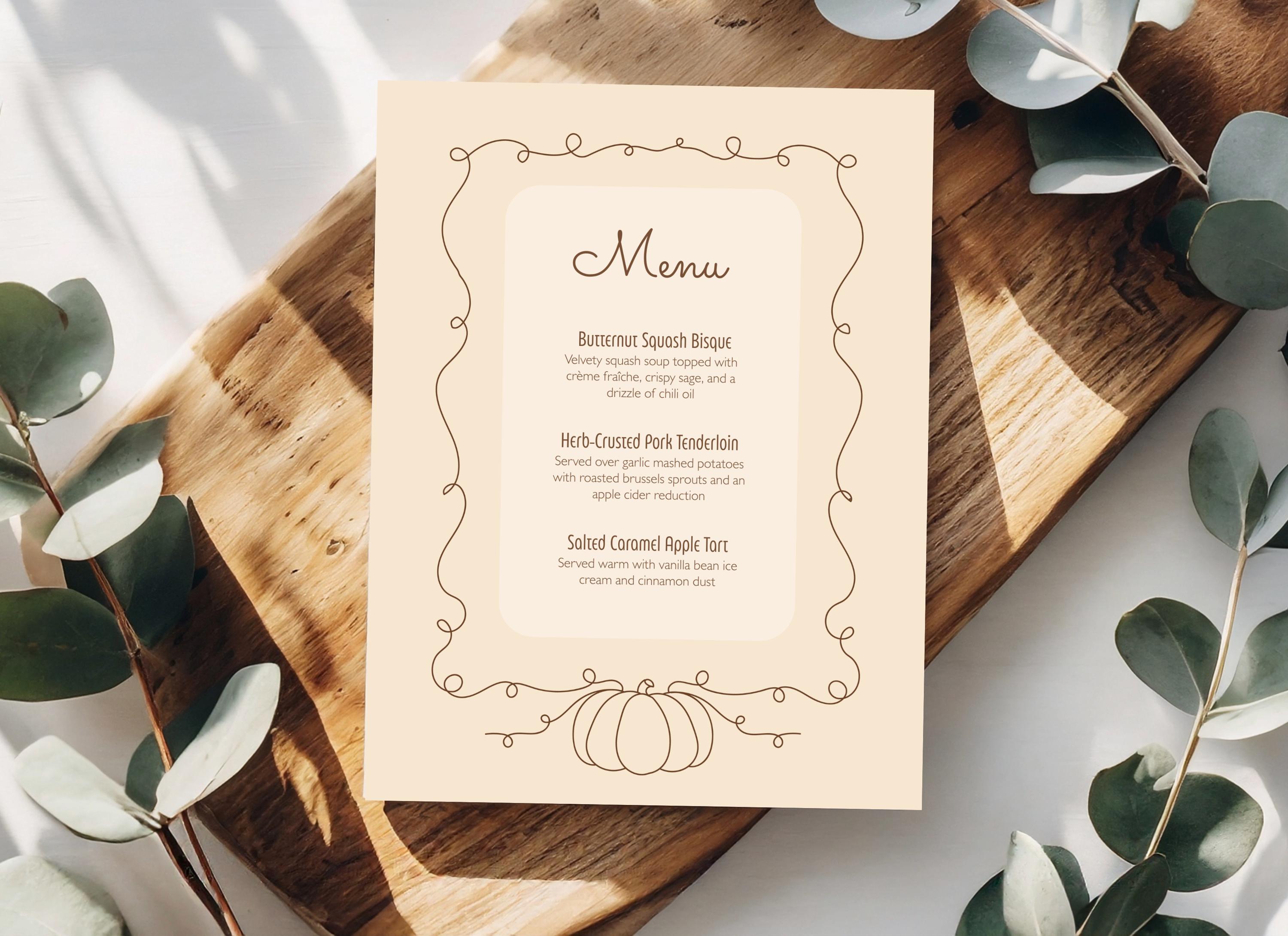 Editable Fall Menu Template Bundle for Canva | Thanksgiving Dinner Menu ...