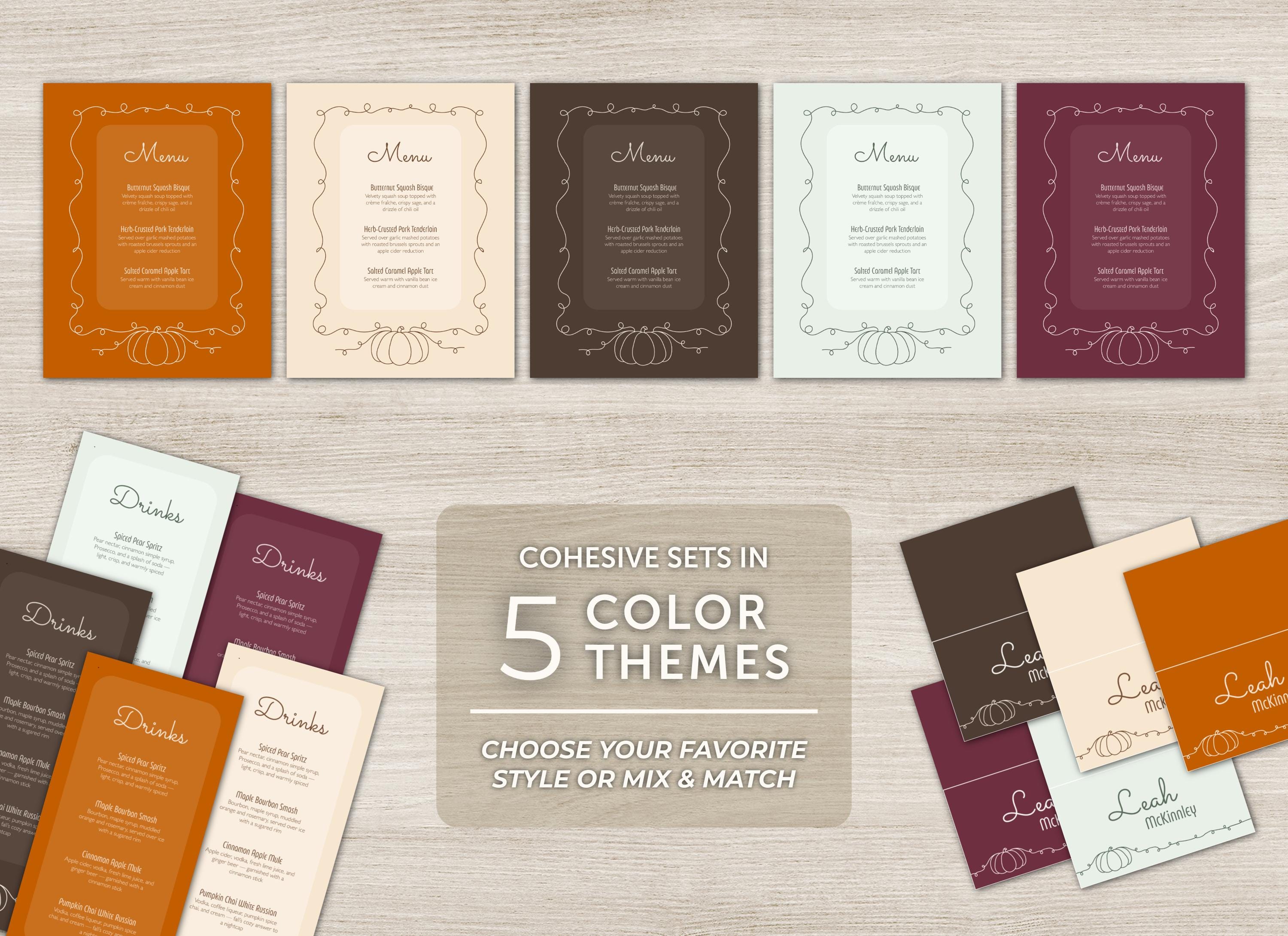 Editable Fall Menu Template Bundle for Canva | Thanksgiving Dinner Menu ...