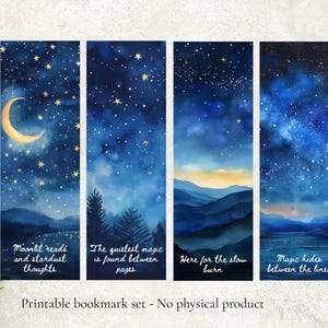 Galaxy Bookmark, Night Sky, Printable| Bookmarks | Fantasy Book ...