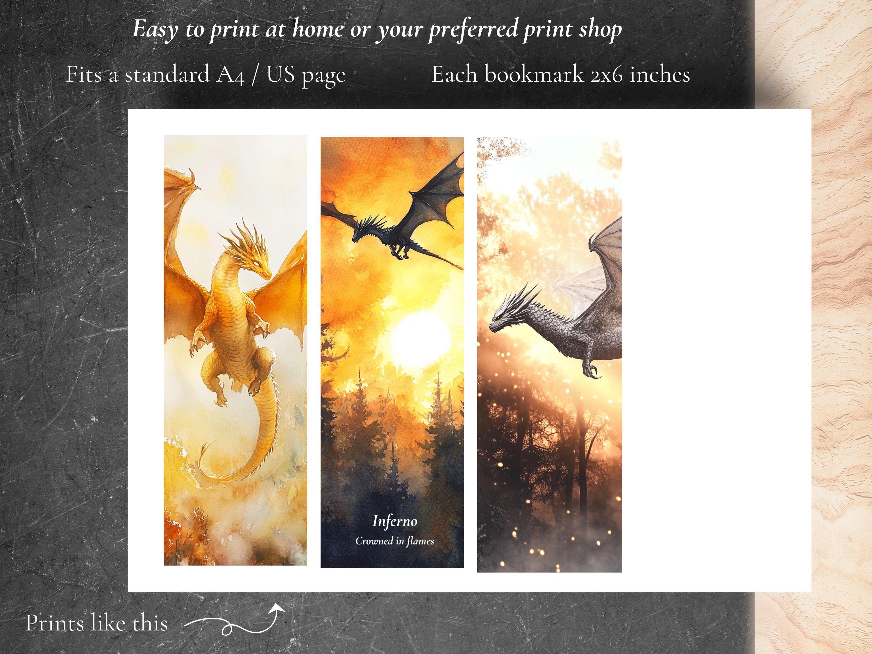 Dragon Bookmark | Printable Bookmark | Fantasy Book Bookmarks | Dragon ...