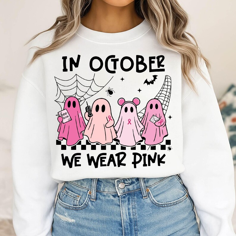 Breast Cancer Awareness Ghost SVG: Pink Halloween Shirt Design (digital ...