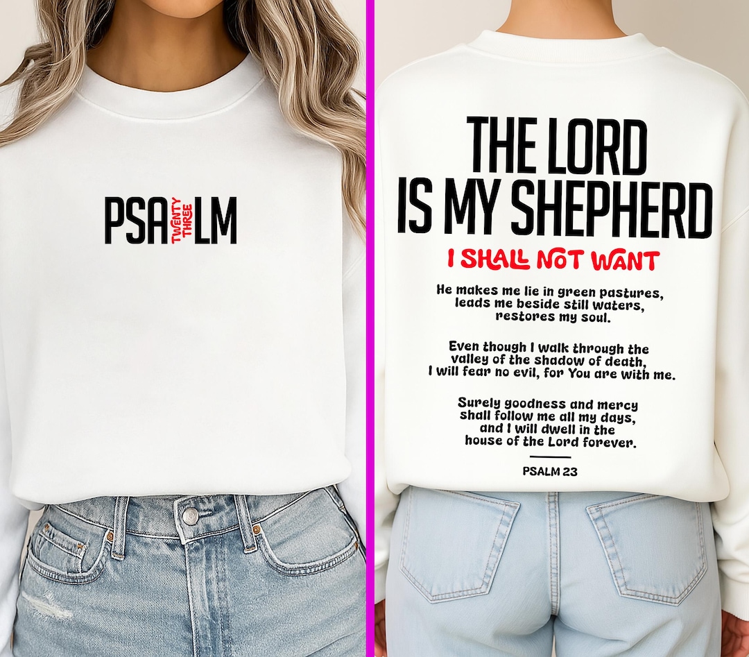 Psalm 23 SVG, Christian Shirt PNG, the Lord is My Shepherd, Bible Verse ...