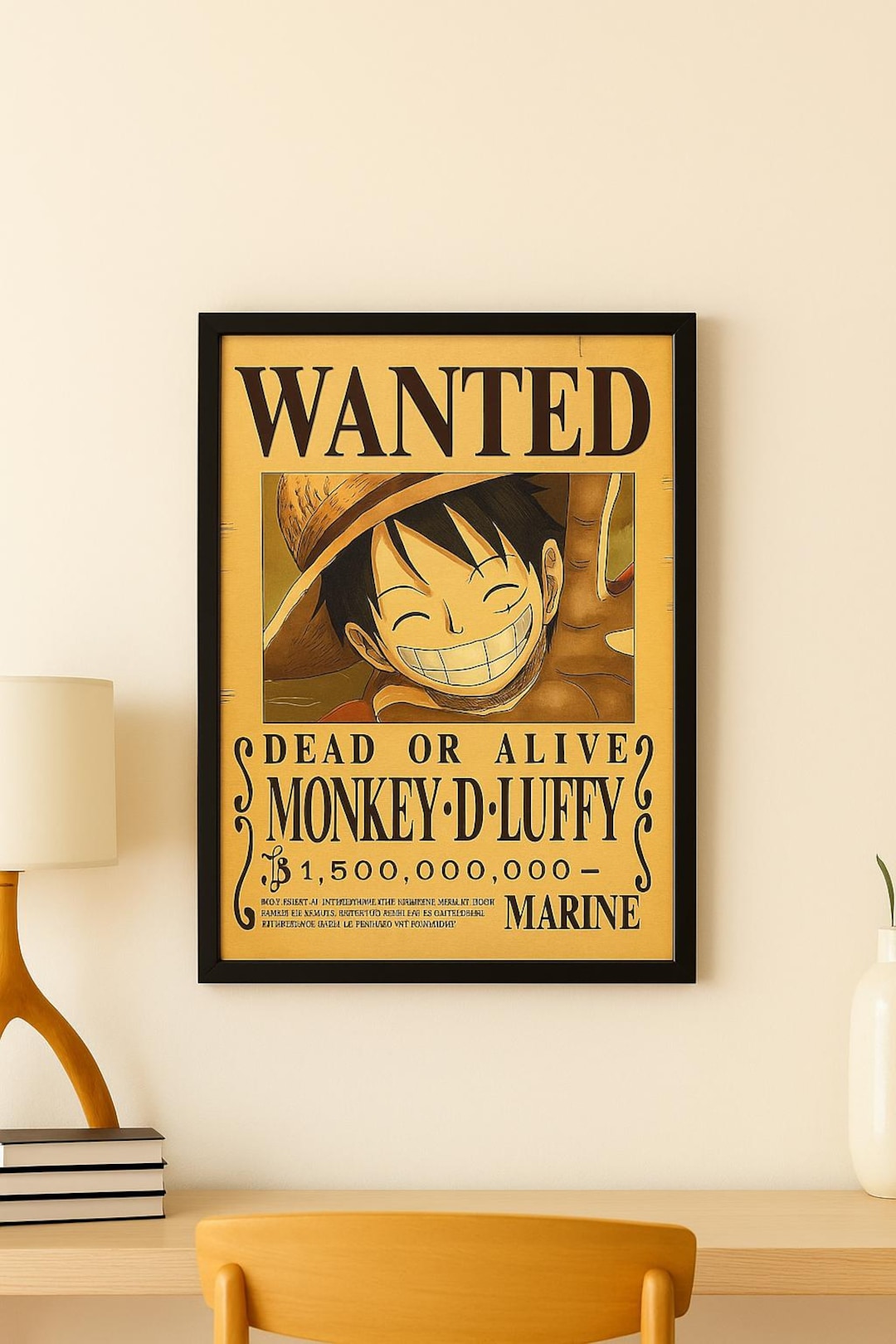 One Piece Luffy Wanted Poster: Anime Wall Art (UNFRAMED) - Etsy UK