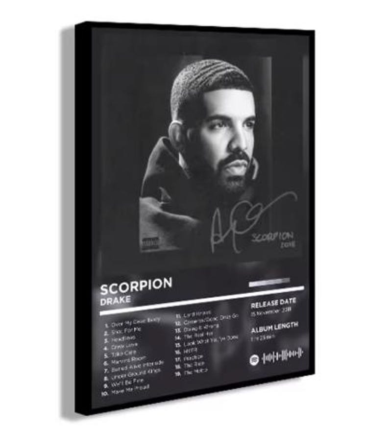 Rapper Drake Scorpion Album Cover Retro Poster Music Canvas Wall Art ...
