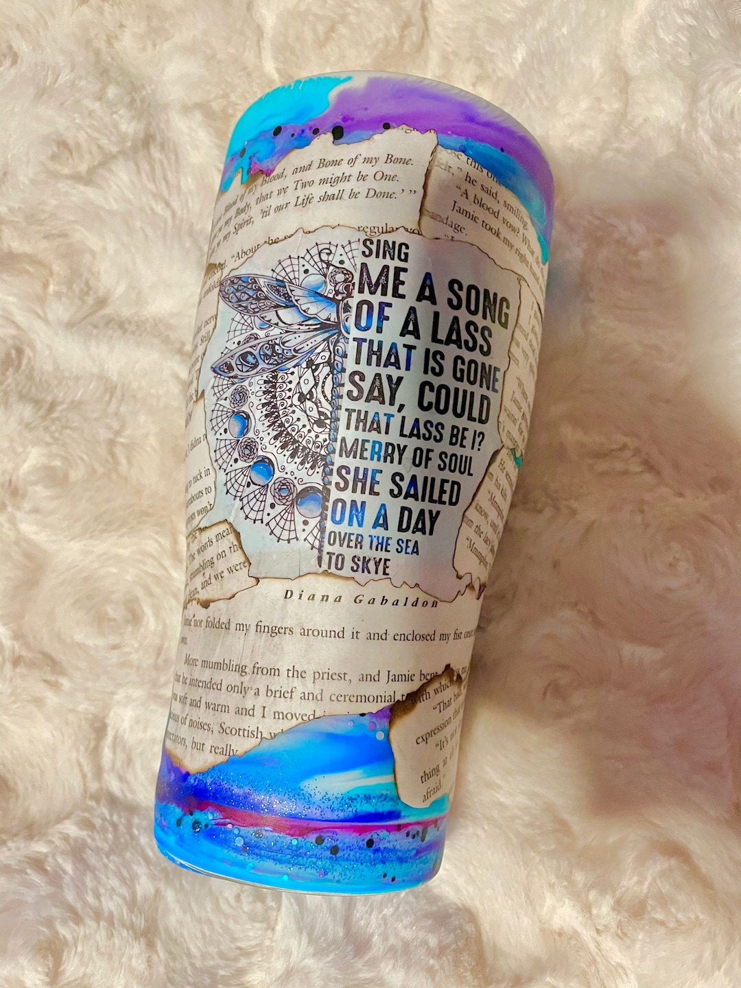 Outlander Inspired Tumbler With Book Pages and Skye Boat Song - Etsy