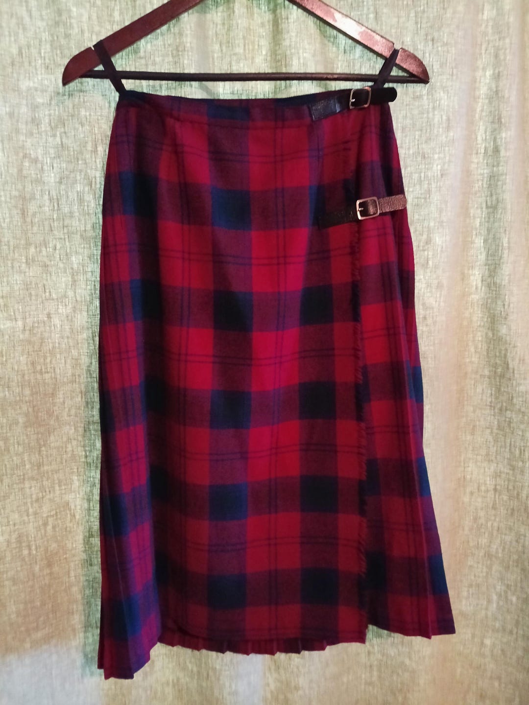 Vintage Mosbrook 100% Pure Wool Plaid Tartan Pleated Wrap Skirt - Etsy