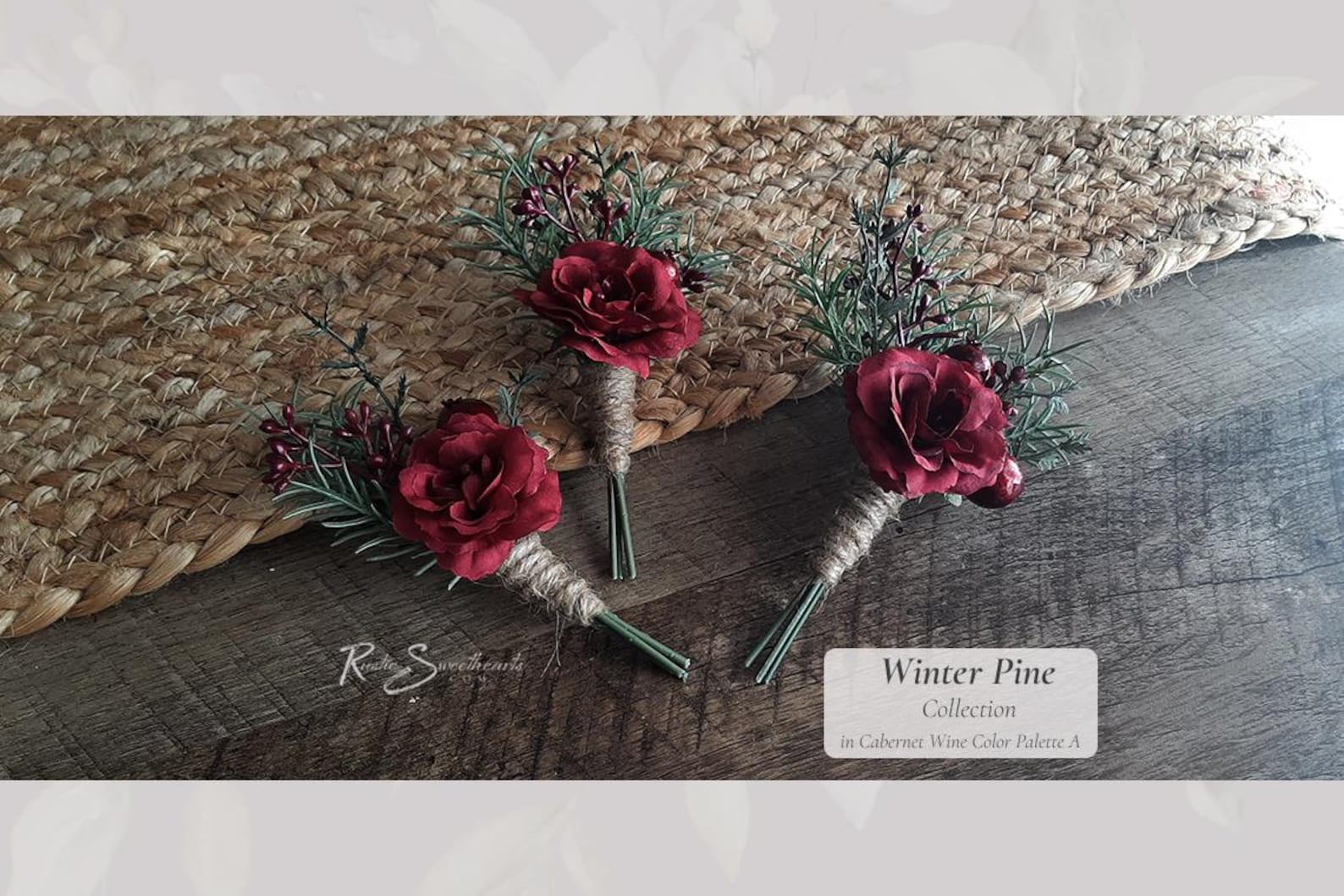 Winter Pine Wedding Flowers in Cabernet Wine | Bridal Bouquet Farmhouse ...
