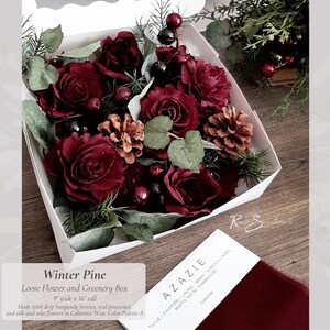 Winter Pine Wedding Flowers in Cabernet Wine | Bridal Bouquet Farmhouse ...