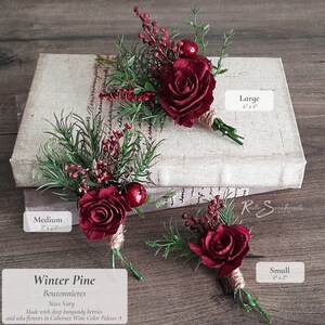 Winter Pine Wedding Flowers in Cabernet Wine | Bridal Bouquet Farmhouse ...
