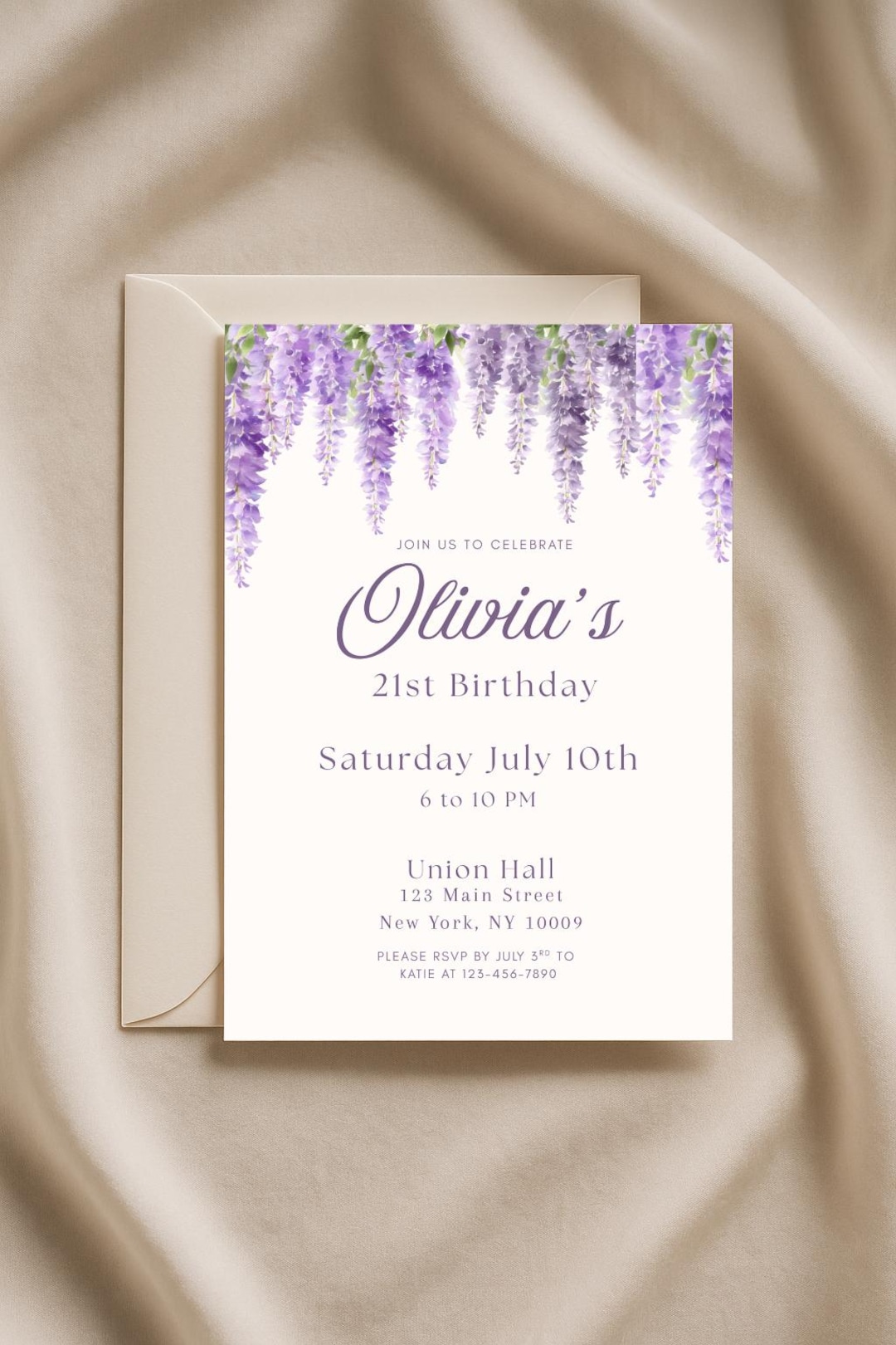 Wisteria Invitation Editable Template - Birthday, Baby Shower, Wedding ...