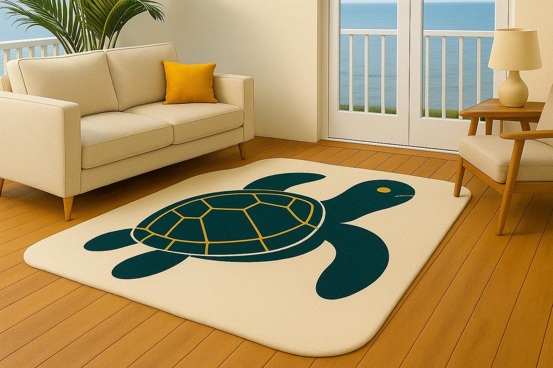 Sea Turtle Area Rug – Coastal Ocean Turtle Floor Rugs, Beach House ...